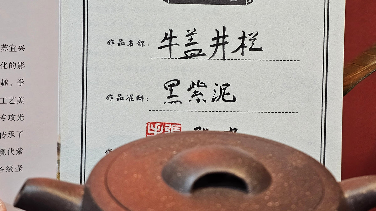 Niu Gai Jing Lan《牛盖井栏》, 166.2ml, Hei Zi Ni 黑紫泥, by our Craftsman Zhang ...